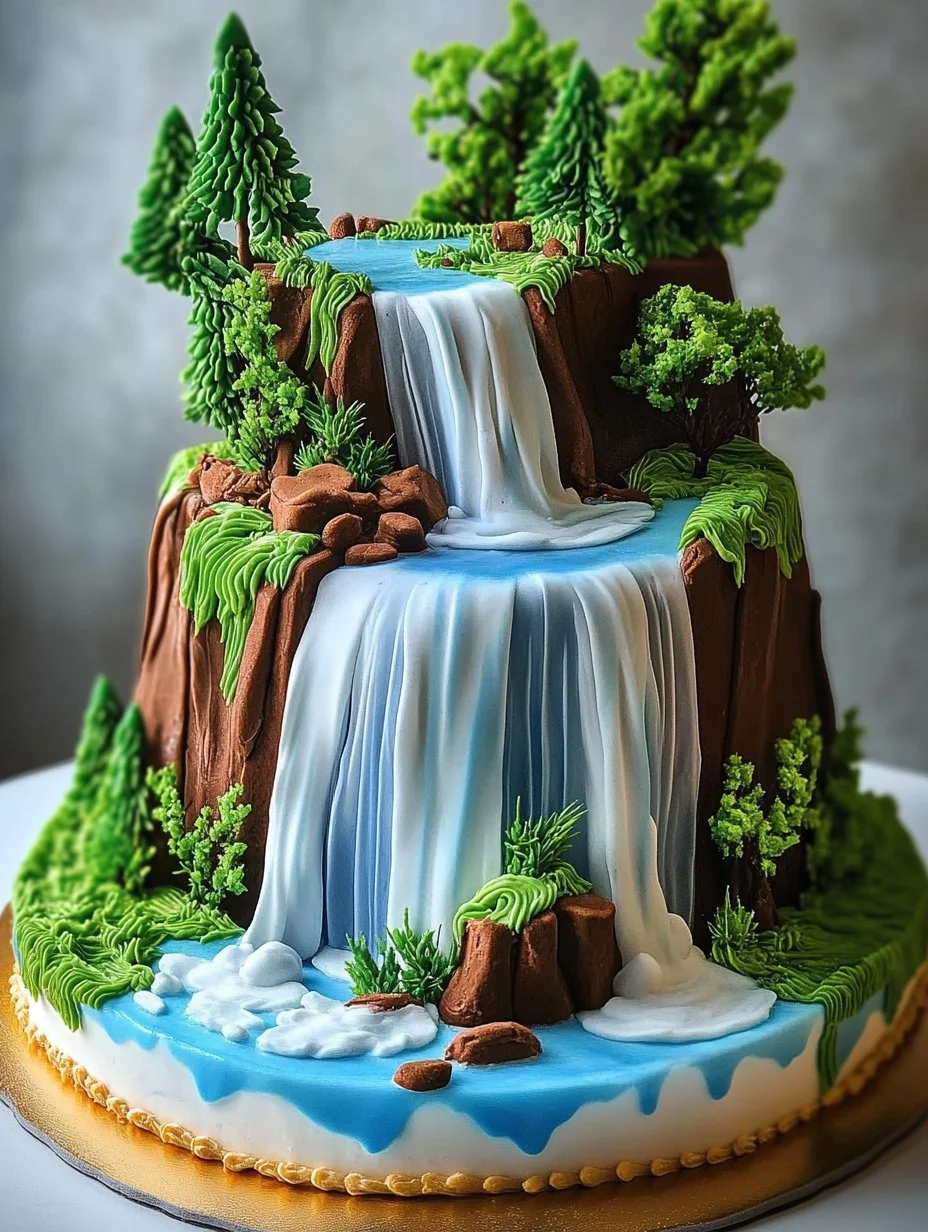 Landscape-themed Waterfall Cake