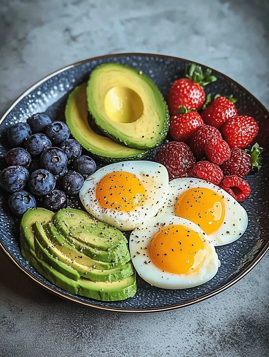 Protein-Packed Breakfast Plate with Eggs, Avocado & Berries