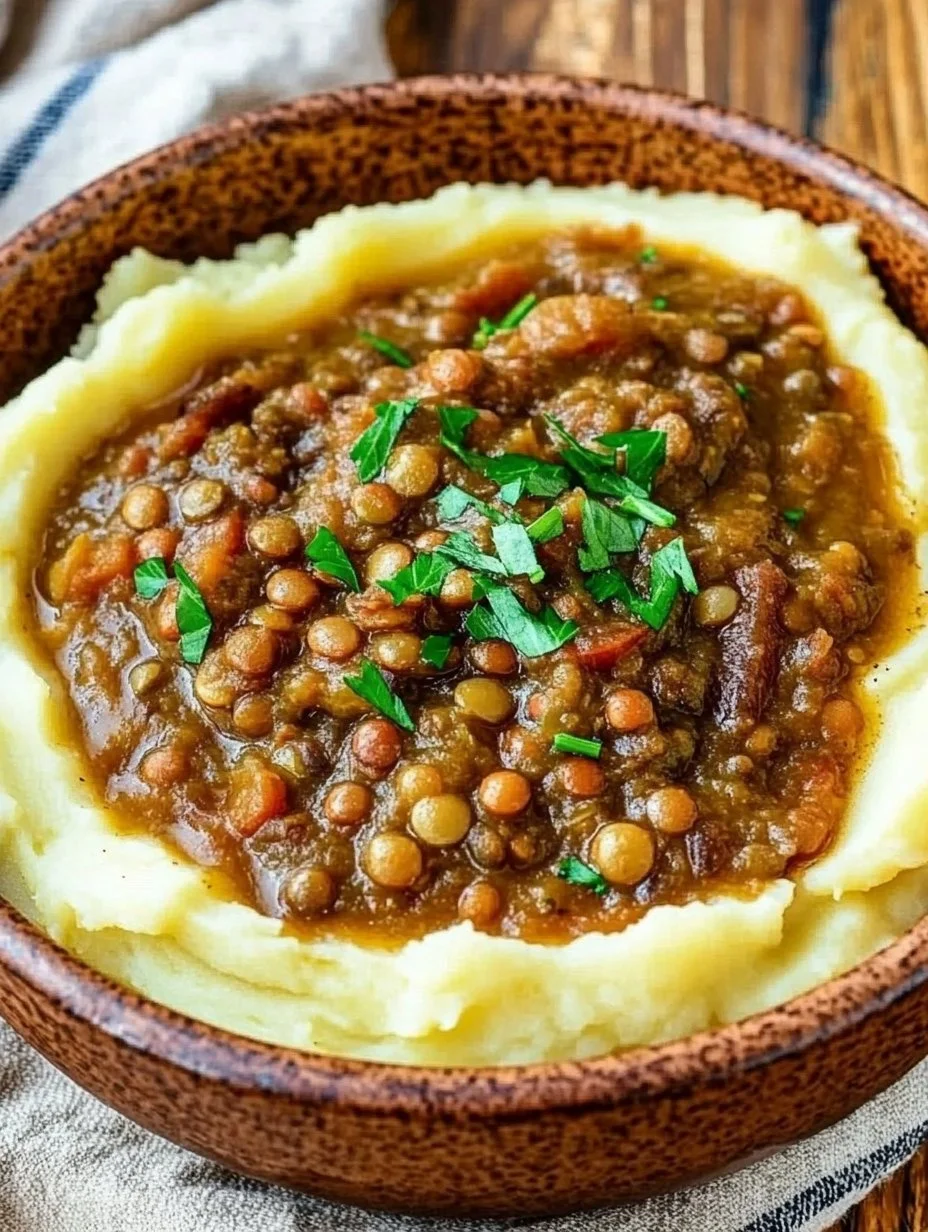 Easy Lentil Stew with Mashed Potatoes